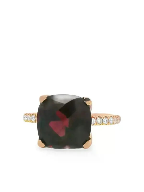 LISA NIK 18k Rose Gold Diamond And Garnet Cushion Ring - Pink