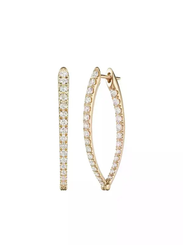 Melissa Kaye 18k Yellow Medium Cristina Diamond Hoop Earrings - Gold