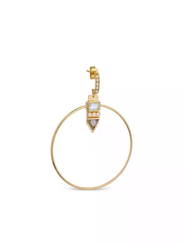 CELINE DAOUST 14k Yellow Moonstone And Diamond Hoop Earrings - Gold