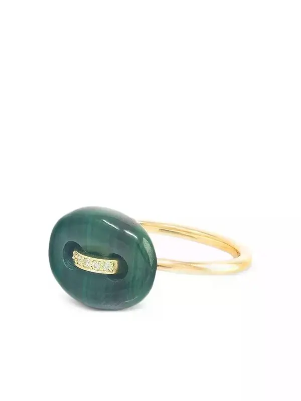 JENNA BLAKE 18kt Yellow Mariner Malachite Ring - Gold