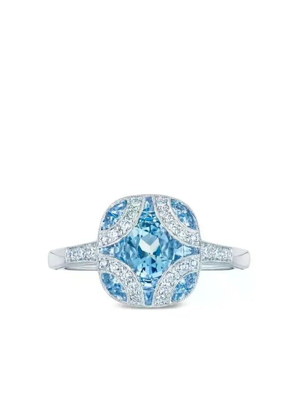 Kwiat 18k White Gold Aquamarine And Diamond Ring - Blue