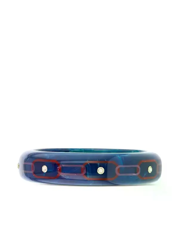 Mark Davis 18k Yellow Gold, White Topaz, And Blue Bakelite Bangle - Neutrals