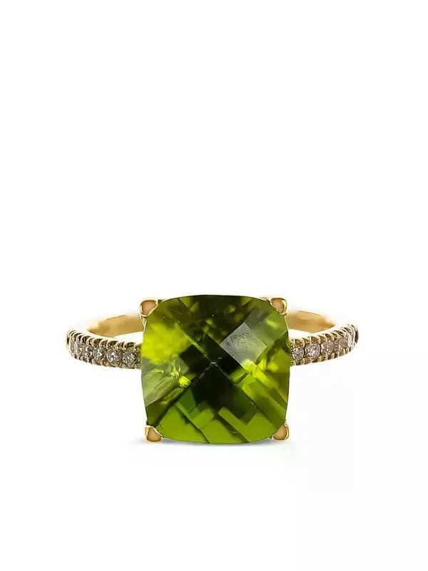 LISA NIK 18kt Yellow Cushion-cut Peridot Ring - Gold