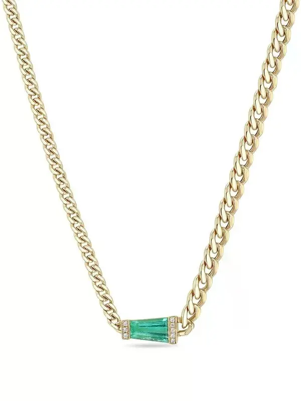 Zoe Chicco 14k Yellow Diamond And Emerald Necklace - Gold