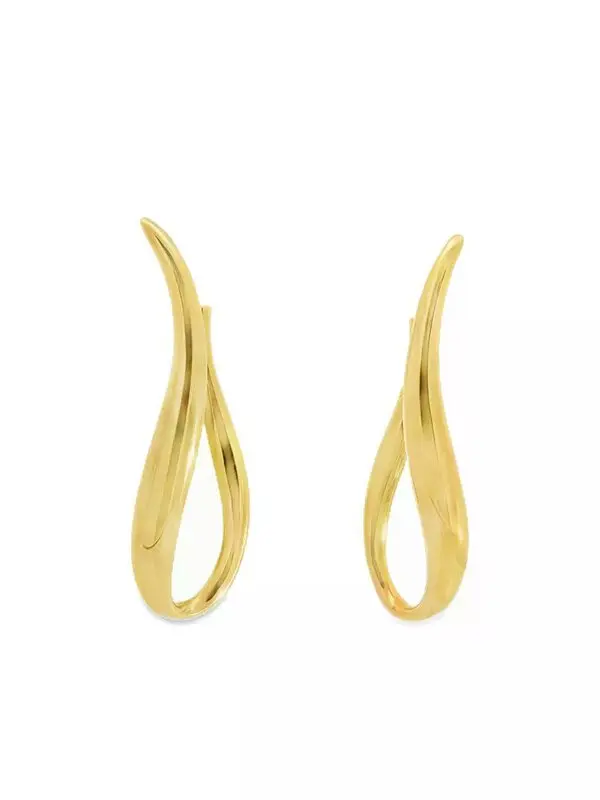 LISA NIK 18k Yellow Wavy Elongated Earrings - Gold