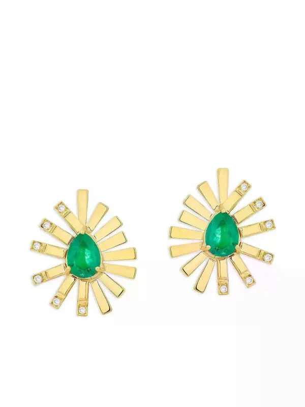 CAROL KAUFFMANN 18k Gold, Emerald, And Diamond Earrings - Yellow