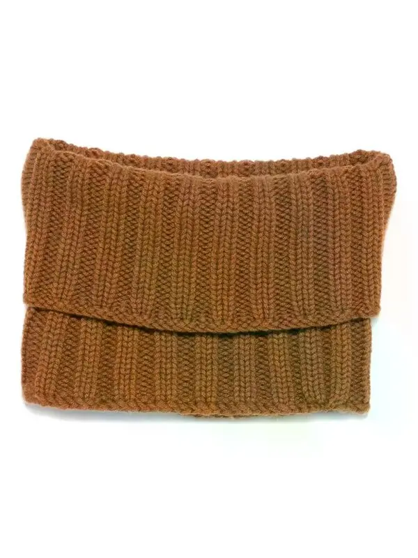 DELL'OGLIO Ribbed Scarf - Brown