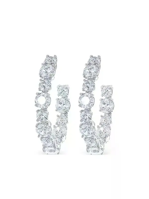FANTASIA BY DESERIO Stone-embellished Hoop Earrings - Silver