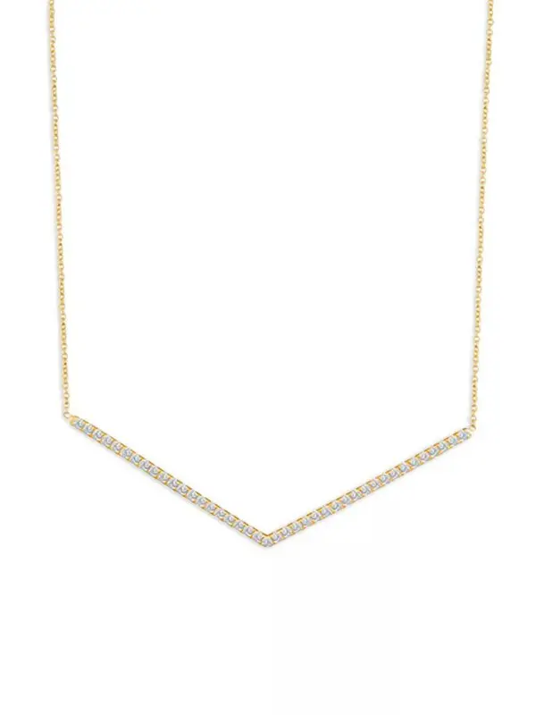 LISA NIK 18k Yellow Chevron Diamond Necklace - Gold
