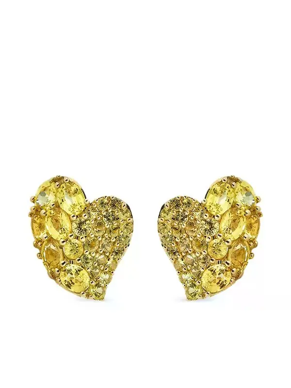 Piranesi 18k Yellow Sapphire Heart Wave Earrings - Gold