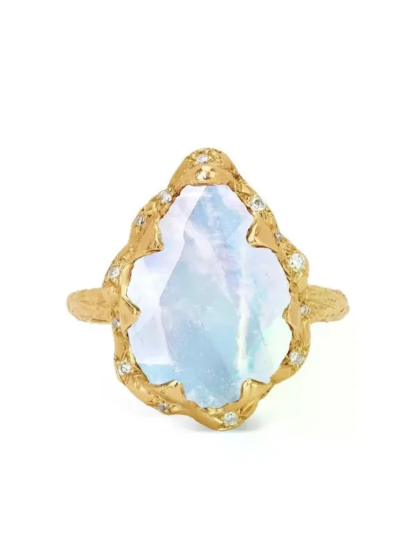LOGAN HOLLOWELL 14kt Moonstone And Diamond Ring - Gold