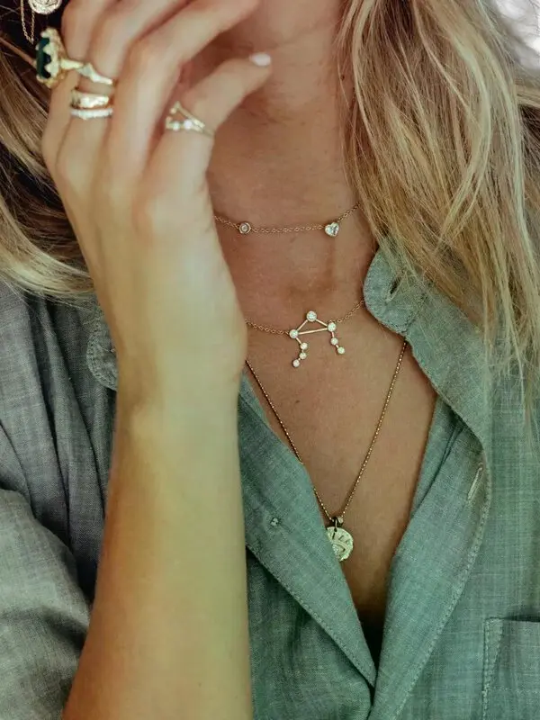 LOGAN HOLLOWELL 14k Yellow Libra Diamond Necklace