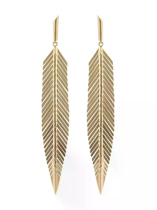 CADAR 18kt Rose Gold Feather Drop Earrings - Pink