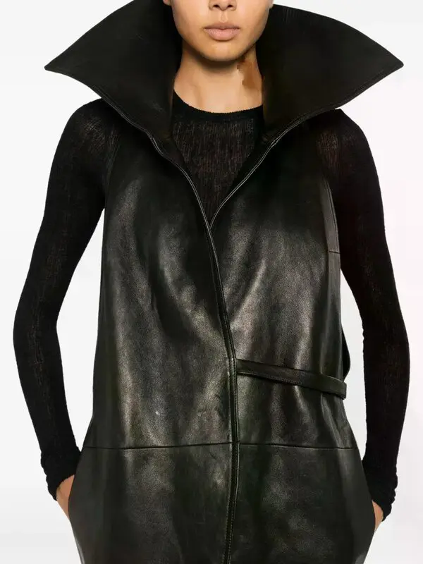 Rick Owens Dracucollar Leather Coat