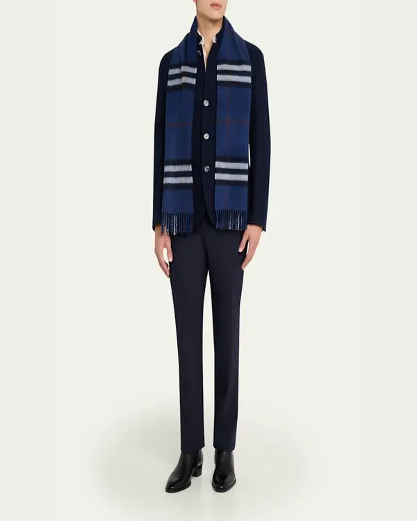 Burberry Cashmere Check Scarf - Blue