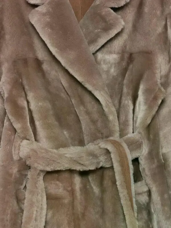 LISKA Belted Shearling Coat