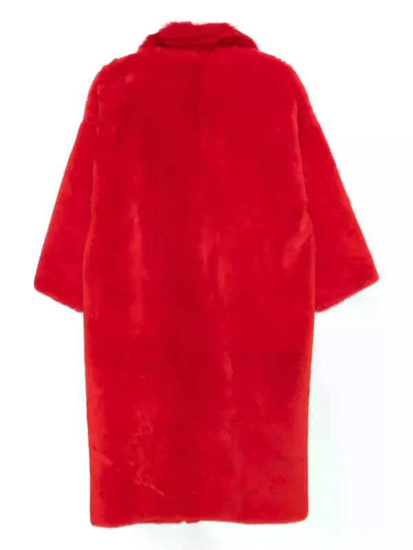 LISKA Fur-collar Coat - Red