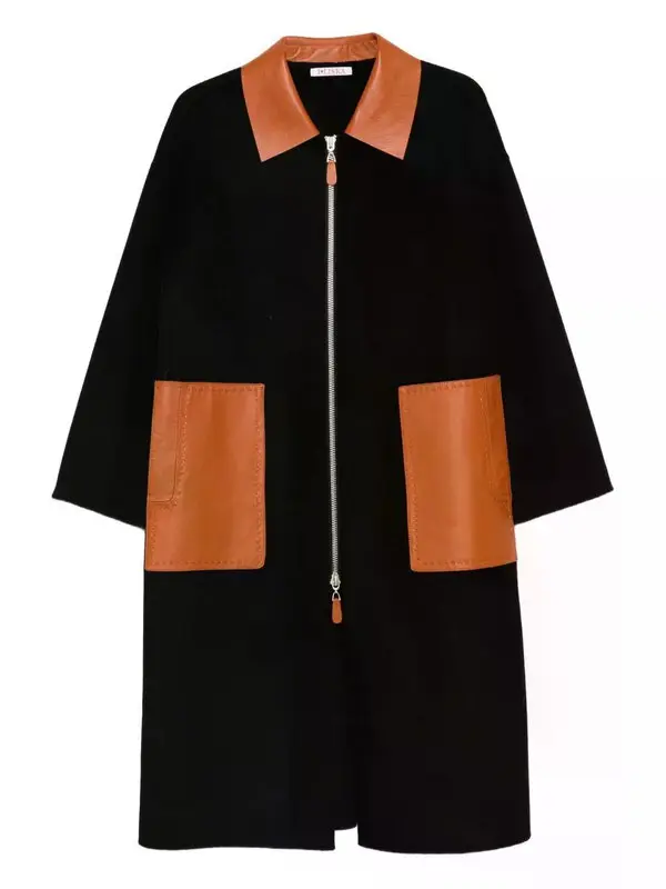 LISKA Leather-trim Coat