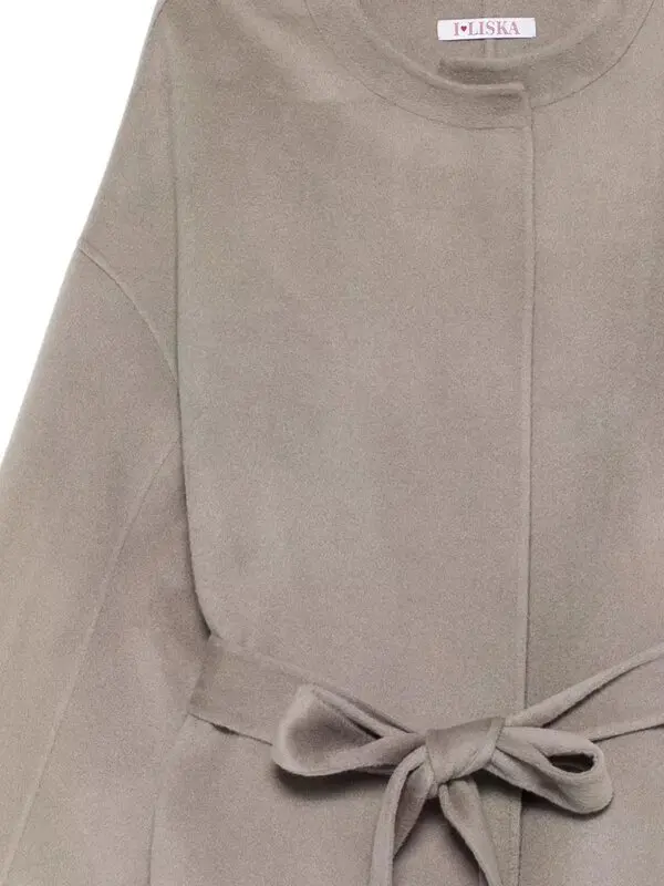 LISKA Belted Cashmere Coat - Grey