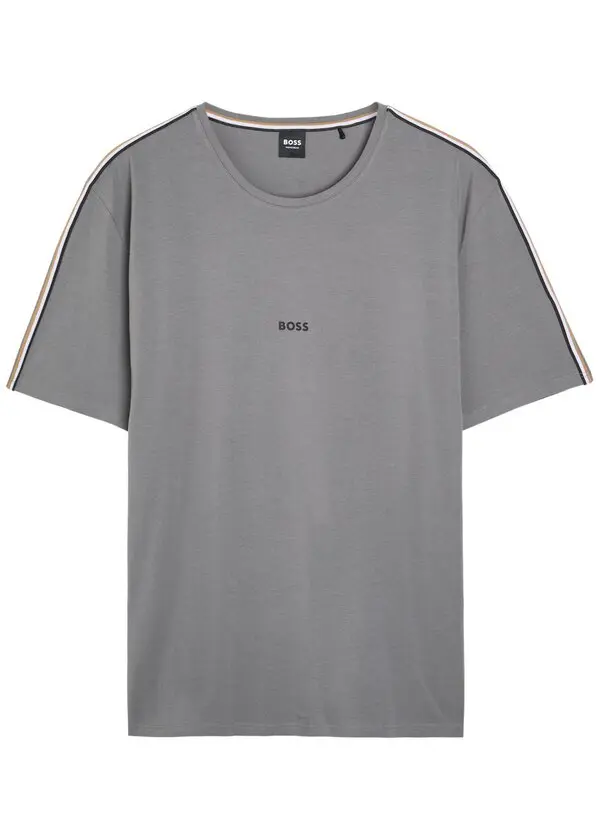 BOSS Unique Logo Stretch-cotton T-shirt - Grey