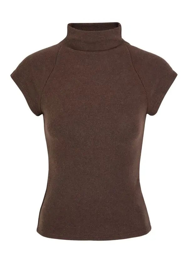 REFORMATION Pien Knit Top - Dark Brown