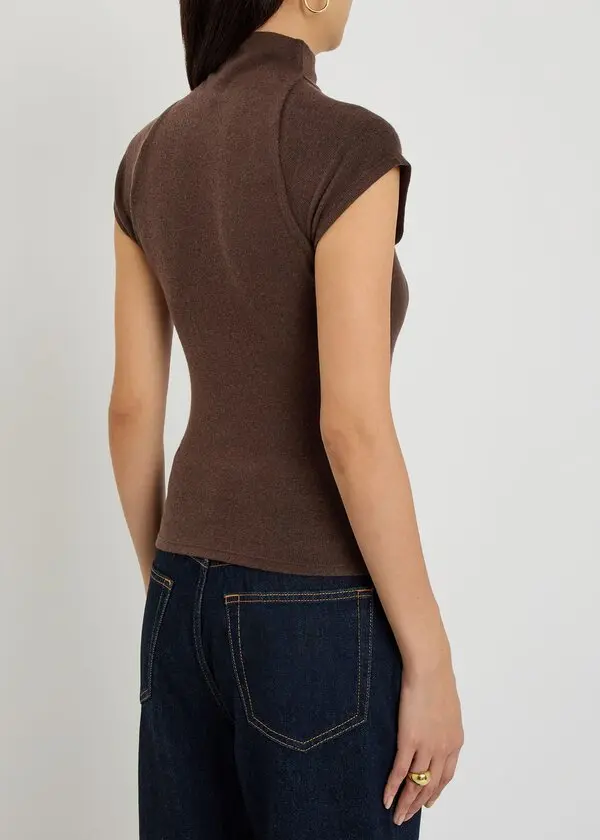 REFORMATION Pien Knit Top - Dark Brown