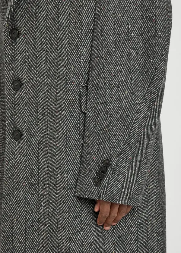 Givenchy Chevron-intarsia Wool-blend Coat - Black