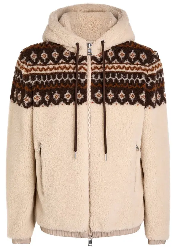 Moncler Felpa Aperta Hooded Teddy Fleece Jacket