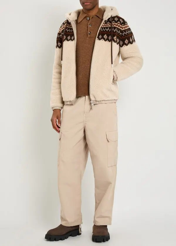 Moncler Felpa Aperta Hooded Teddy Fleece Jacket