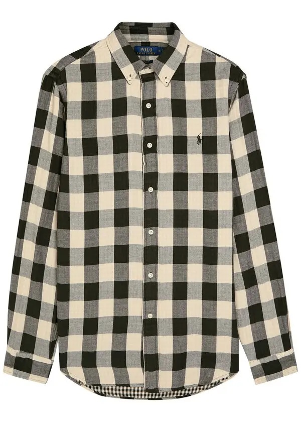 Polo Ralph Lauren Checked Logo-embroidered Flannel Shirt - Black
