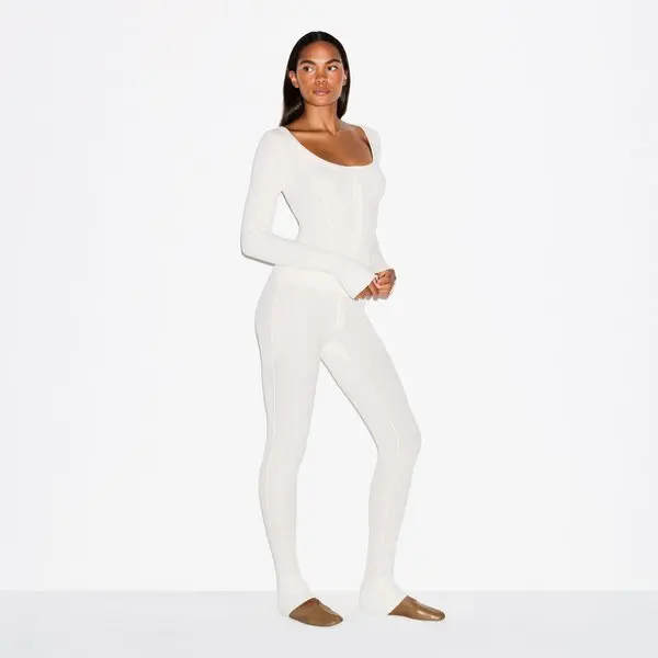 SKIMS Heavy Waffle Button-front Leggings - Ivory