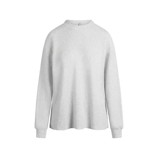SKIMS Heavy Waffle Oversized Crewneck - Light Heather Grey