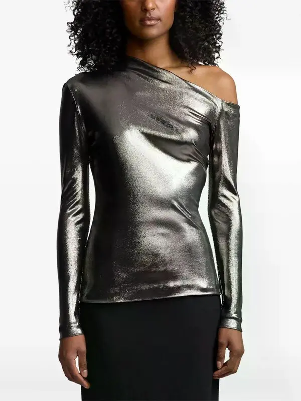 Ralph Lauren Metallic Off-shoulder Long Sleeve Top