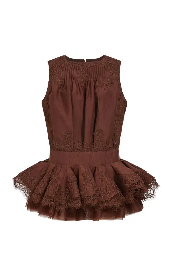 Aje Cressida Ruched Linen-blend Mini Dress