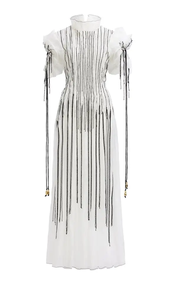Aje Clara Tassel-detailed Midi Dress - Ivory