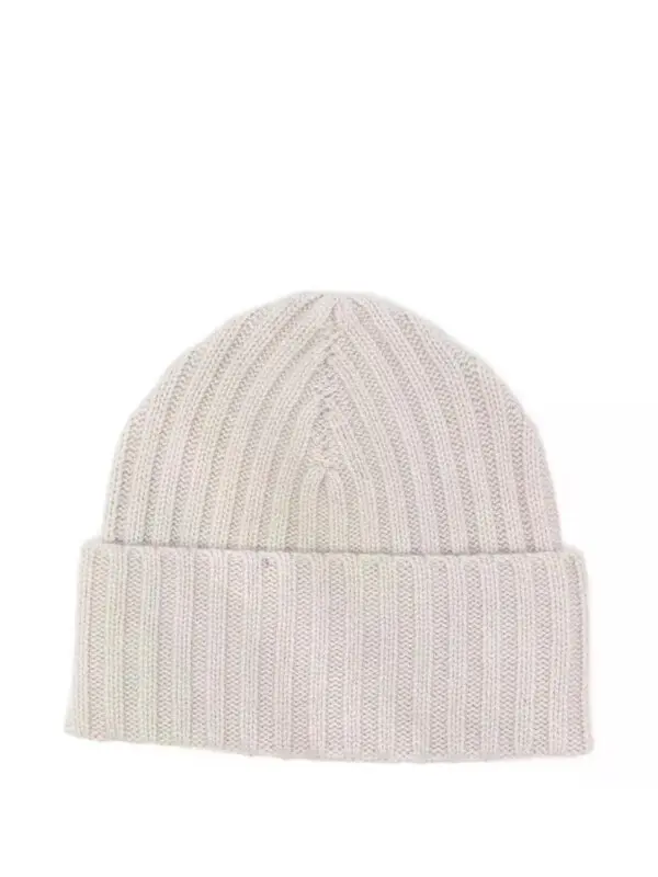 LISKA Ribbed Cashmere Beanie - Neutrals
