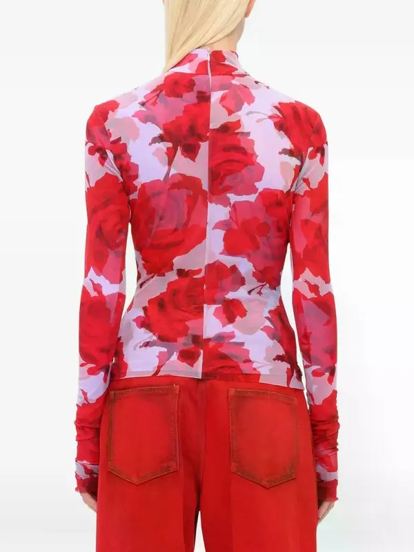 MSGM Floral-print Top - Red