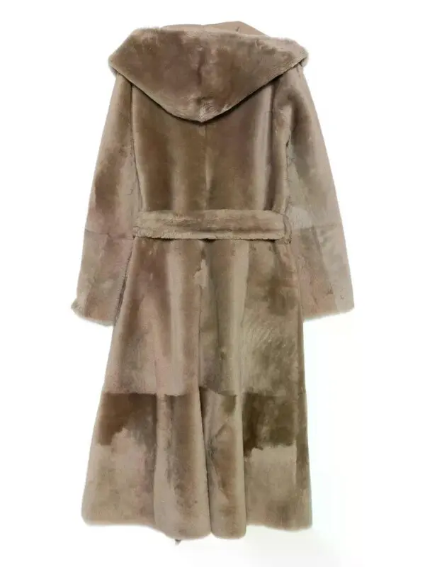LISKA Leather-trimmed Hooded Coat - Brown