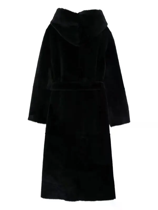 LISKA Hooded Belted Coat - Blue
