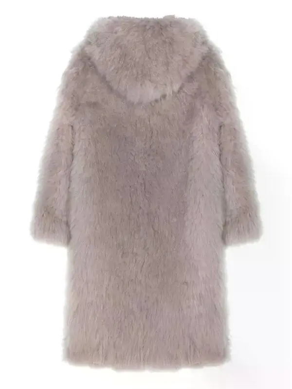 LISKA Single-breasted Cashmere Shearling Coat - Grey
