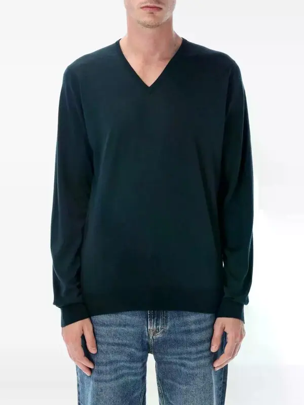 John Smedley Blenheim V-neck Sweater - Green