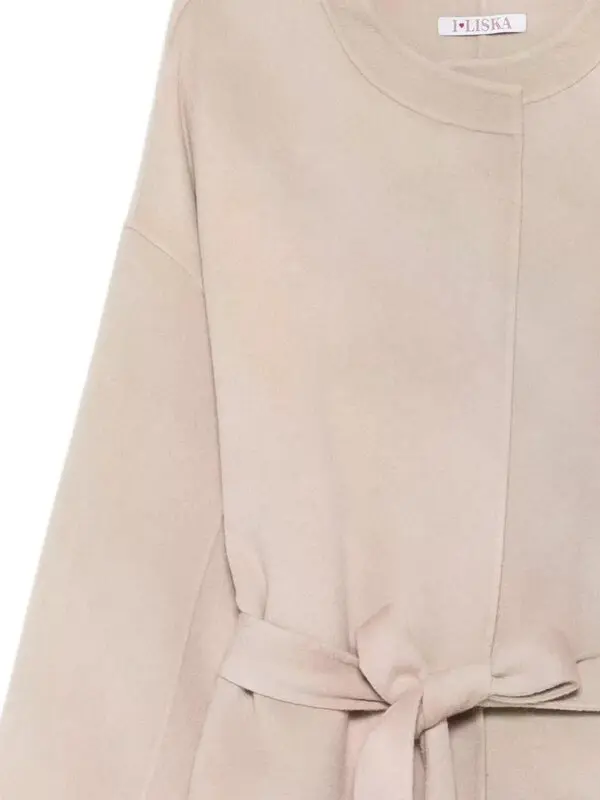 LISKA Belted Mid-length Coat - Brown