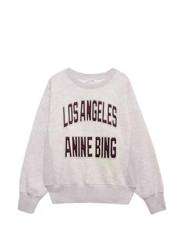 ANINE BING Embroidered Crew-neck Sweatshirt - Grey