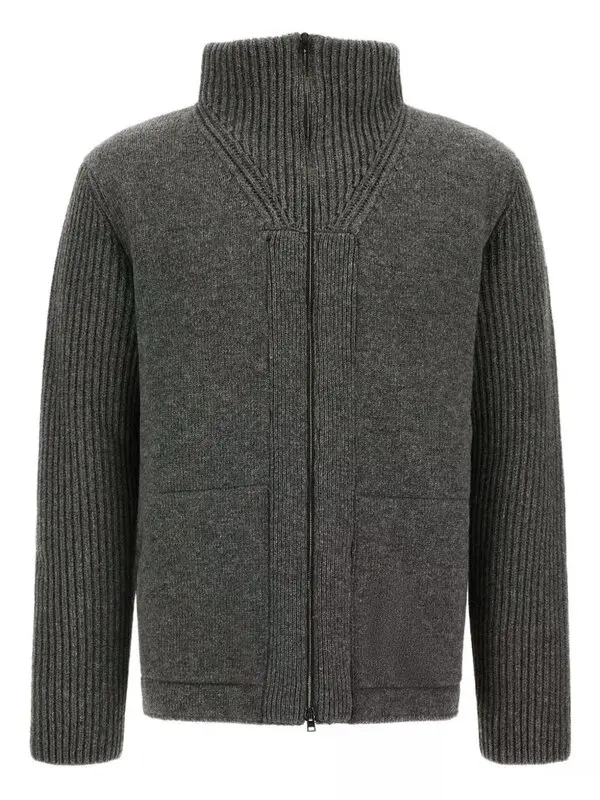 Herno Ribbed High-neck Zip-up Cardigan