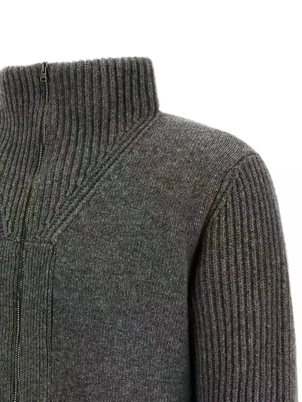 Herno Ribbed High-neck Zip-up Cardigan