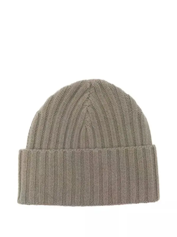 LISKA Ribbed Cashmere Beanie - Neutrals