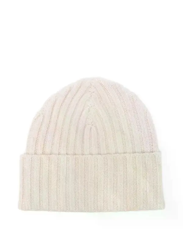 LISKA Ribbed Cashmere Beanie - Neutrals