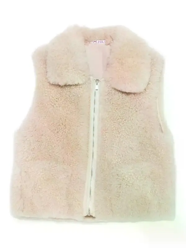 LISKA Shearling Zip-up Gilet - Neutrals