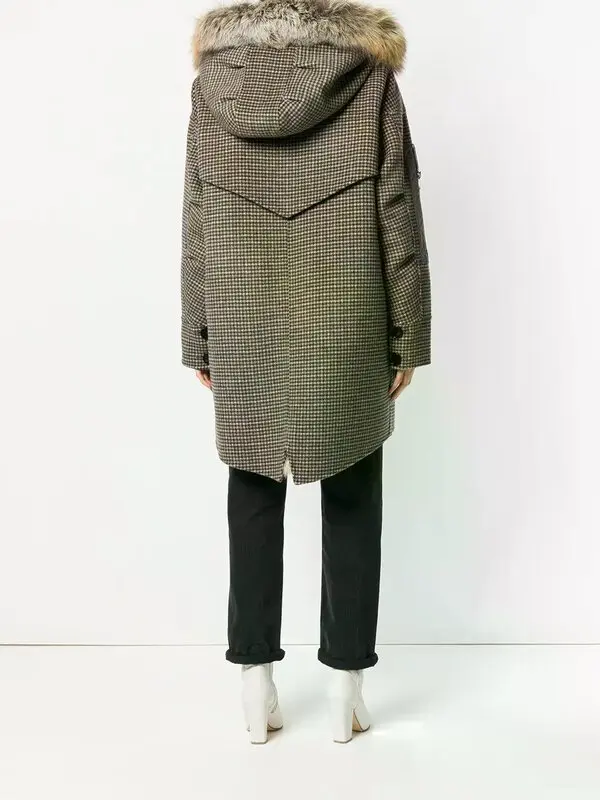 LISKA Houndstooth Print Hooded Coat