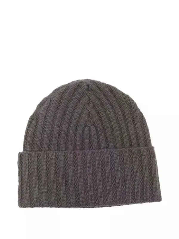 LISKA Ribbed Cashmere Beanie - Brown